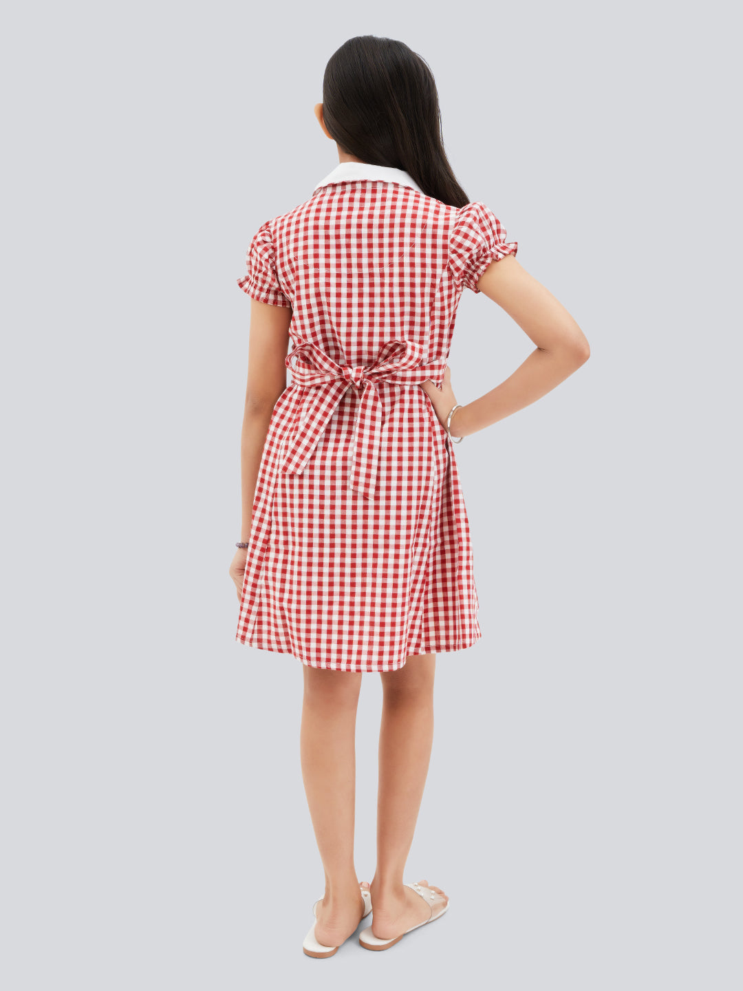 Olele® Bombay Dress with Peter Pan Collar - Red and White Gingham Chec